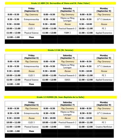 Schedule of First Quarter Summative Assessment School Year 2024-2025 ...